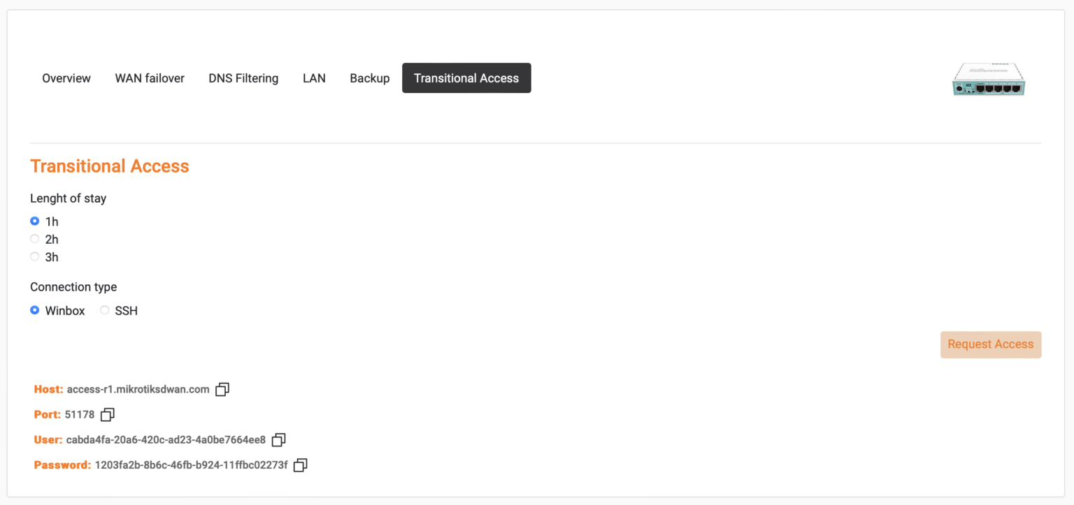 MikroTik using the SDWAN remote access feature - SD-WAN for Mikrotik